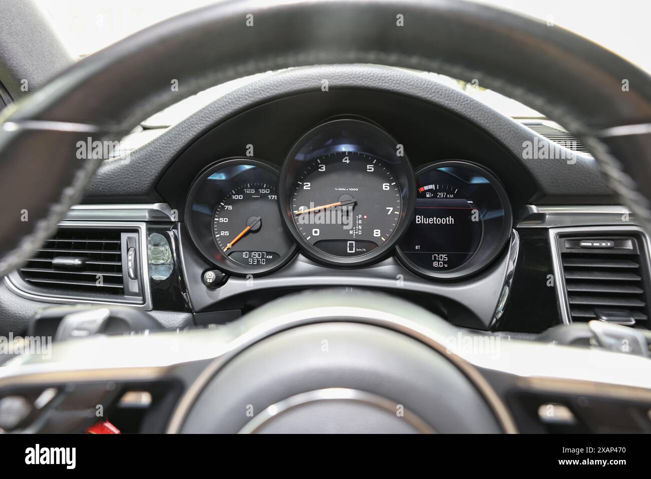 Speedometer and tachometer inside of modern car, closeup Stock Photo ...