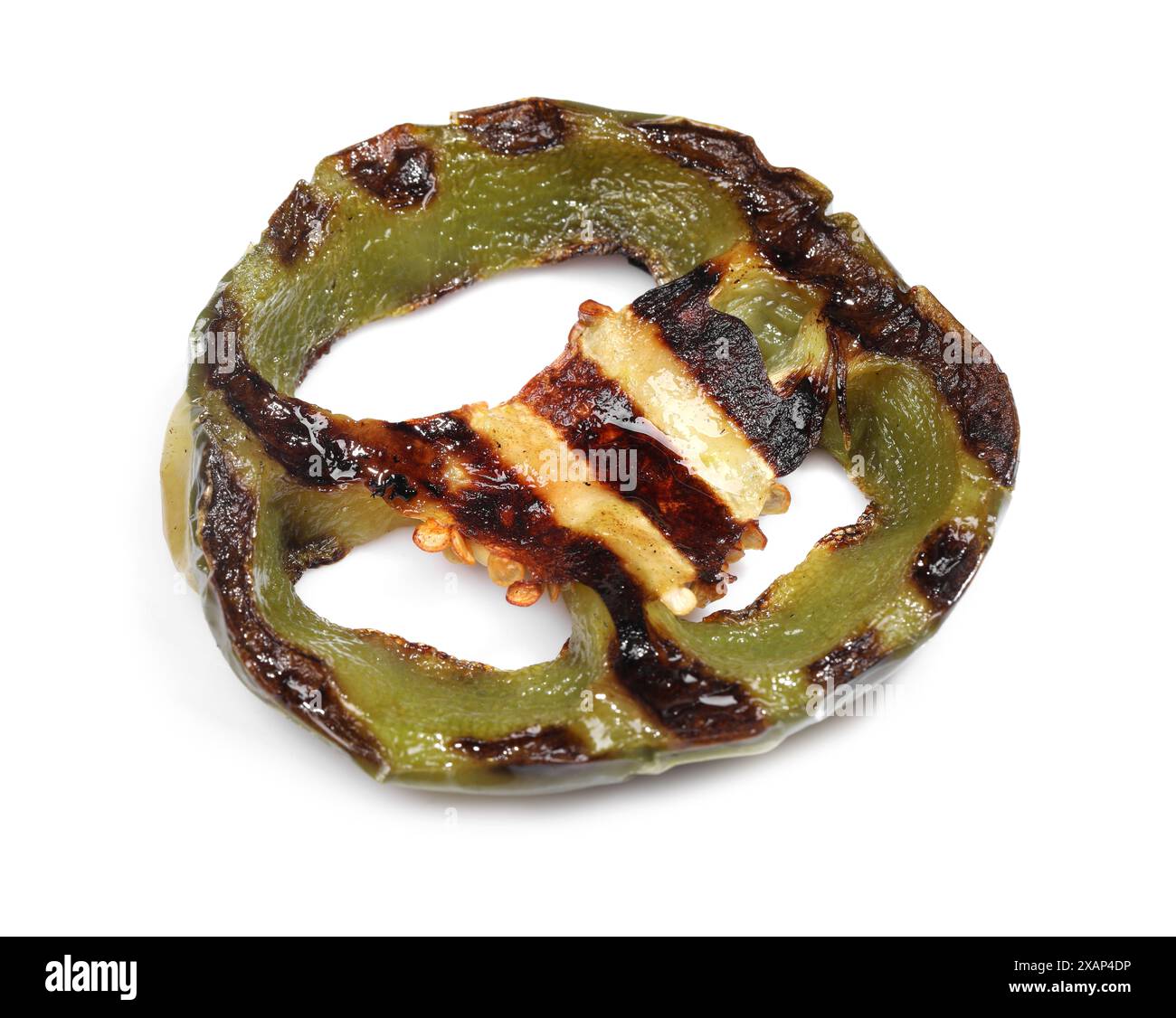 Slice of grilled green chili pepper isolated on white Stock Photo - Alamy