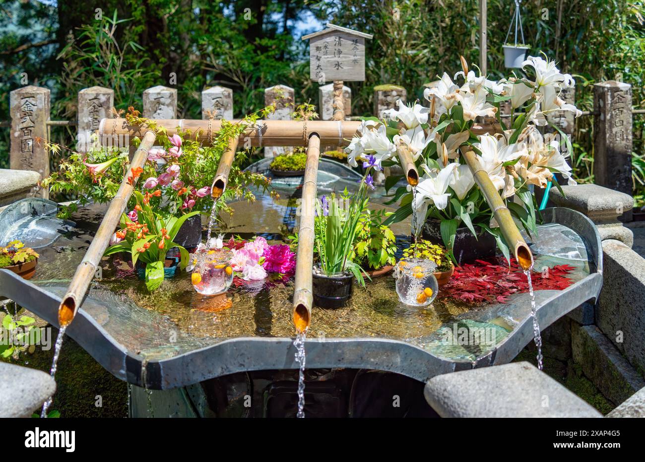 Water fountain for purification called temizuya at the entrance of ...