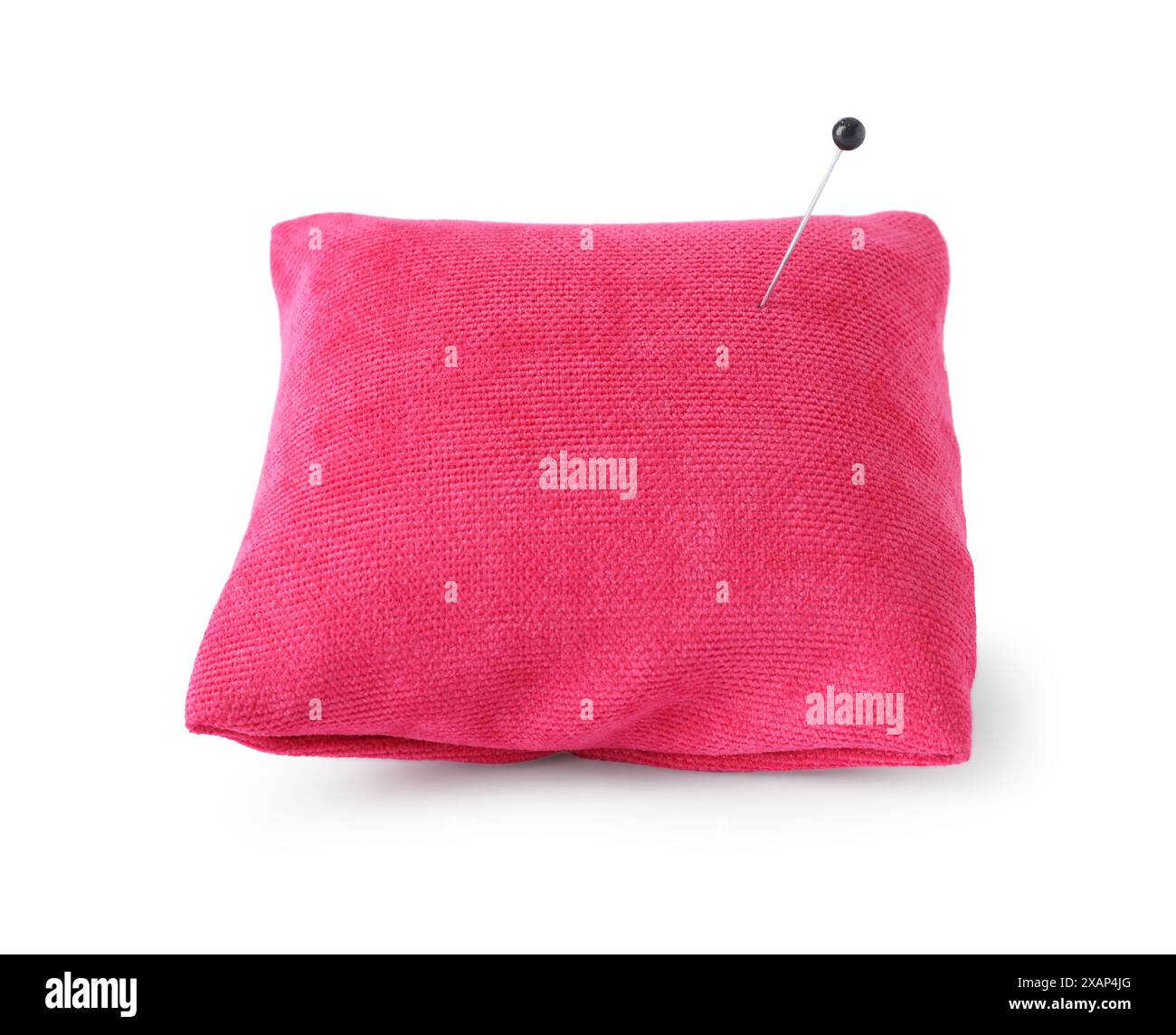 Pink pincushion with sewing pin isolated on white Stock Photo - Alamy