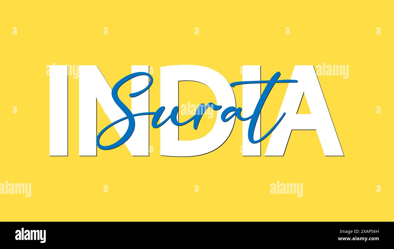 Surat in India calligraphy concept vector vector illustration. Surat is ...