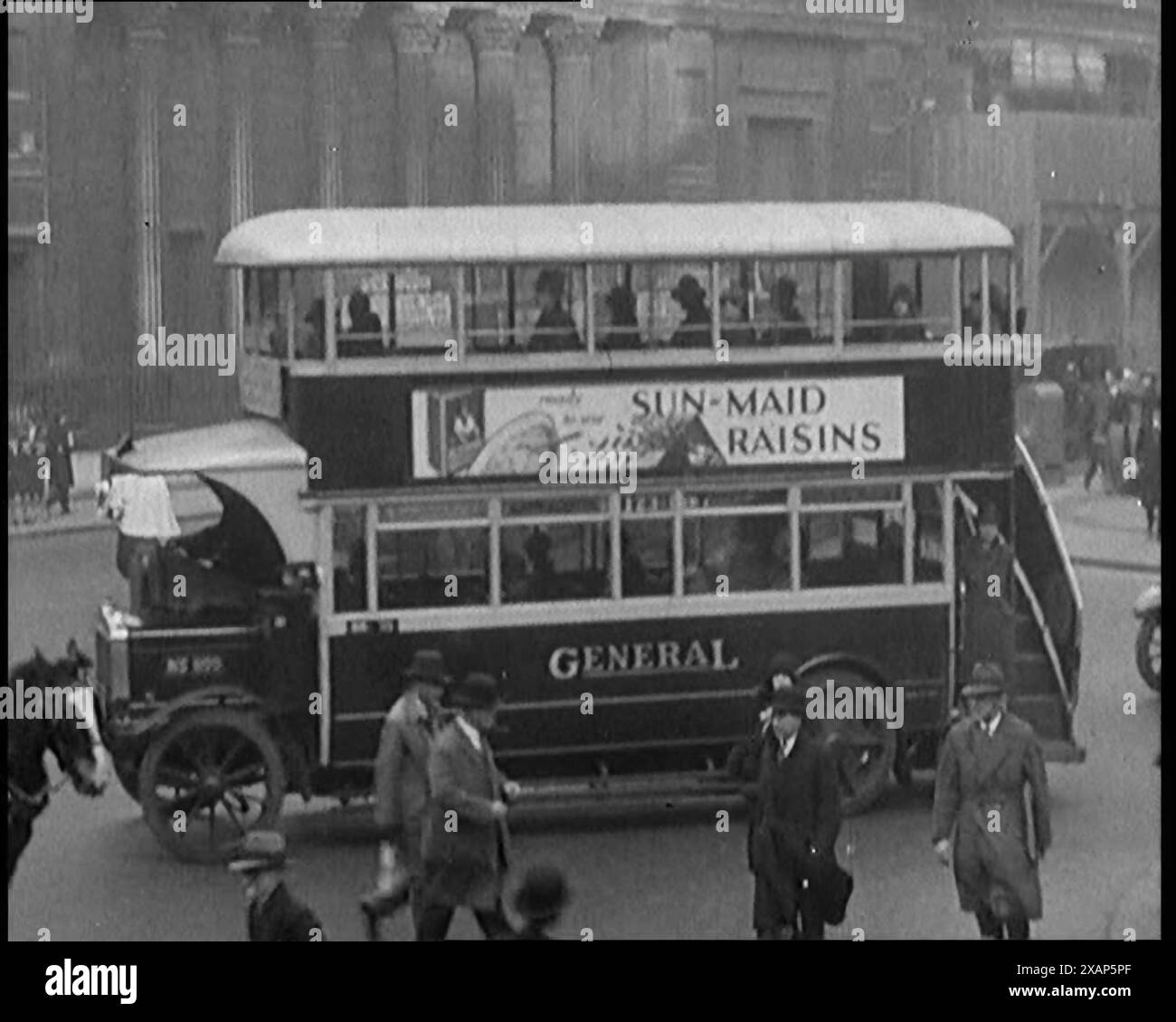 Buses Driving in Busy London Streets, 1929. 'Closed-top buses fighting ...
