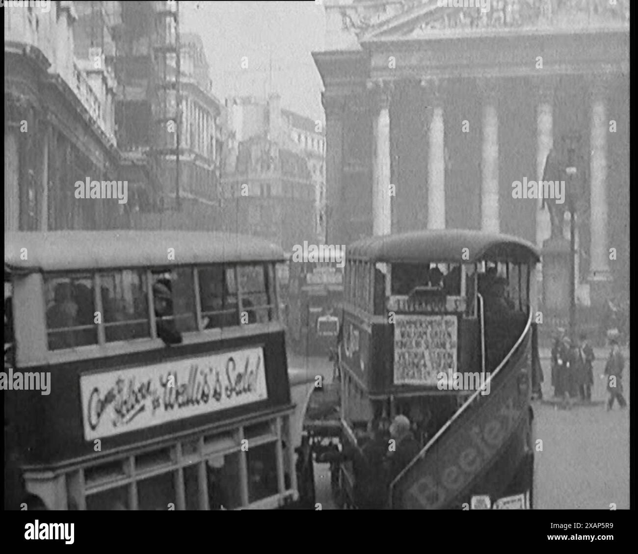 Buses Driving in Busy London Streets, 1929. 'Closed-top buses fighting ...
