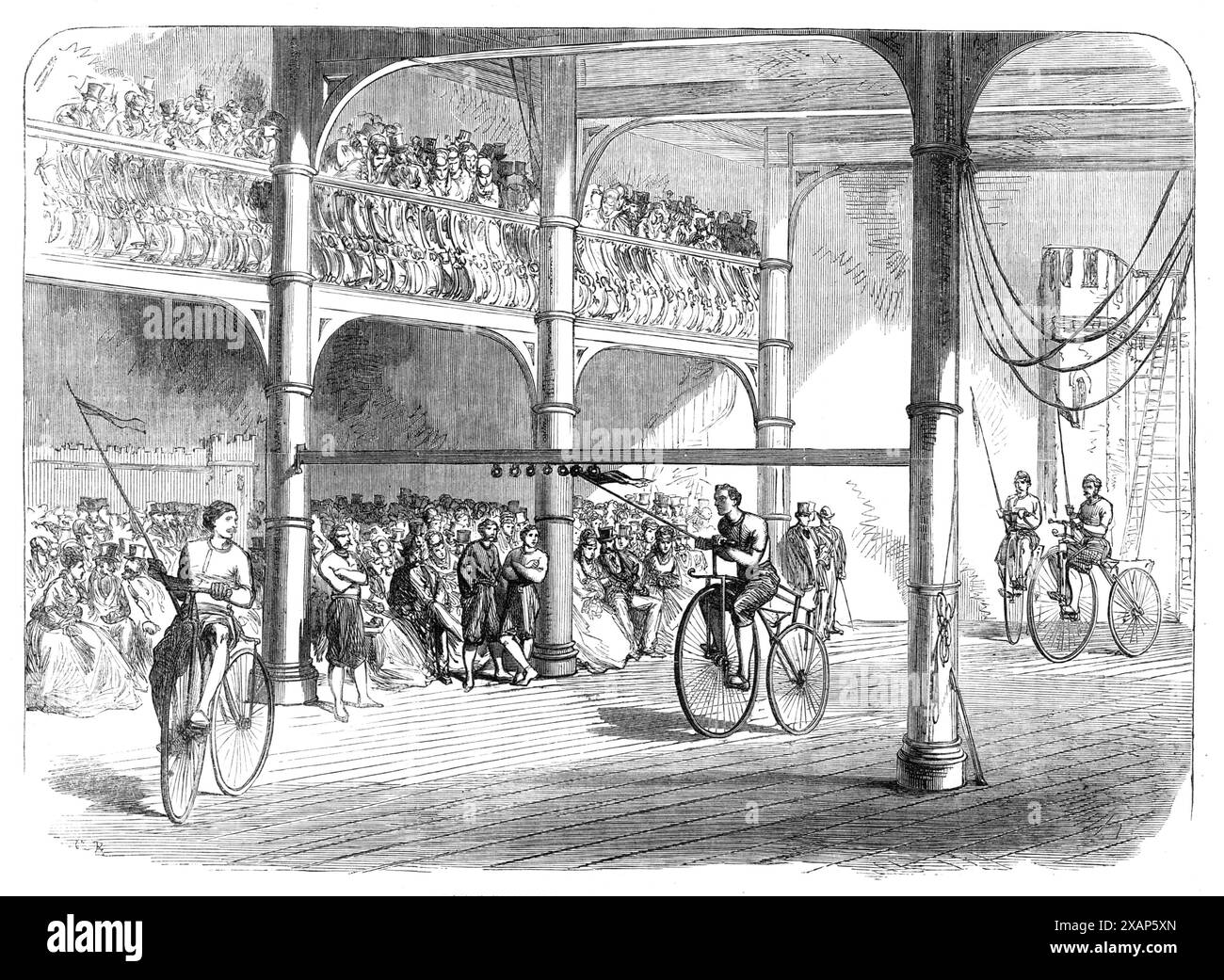 Bicycle tournament at Liverpool, 1869. 'The amusing exercise of riding ...