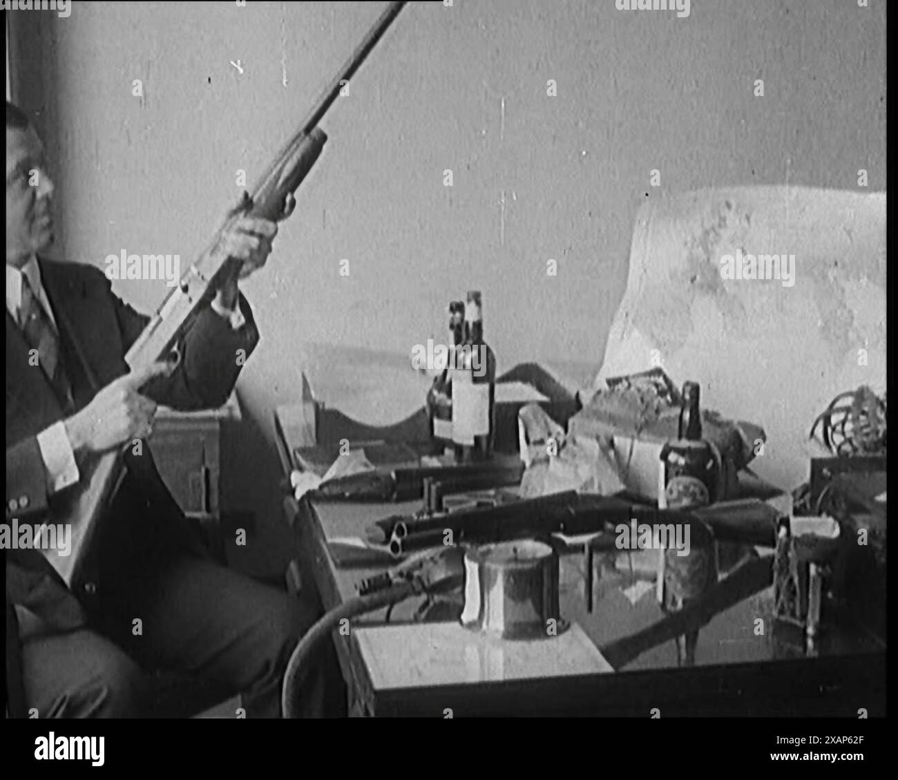 Male Detective Showing off Smugglers' Captured Guns, 1929. Prohibition ...