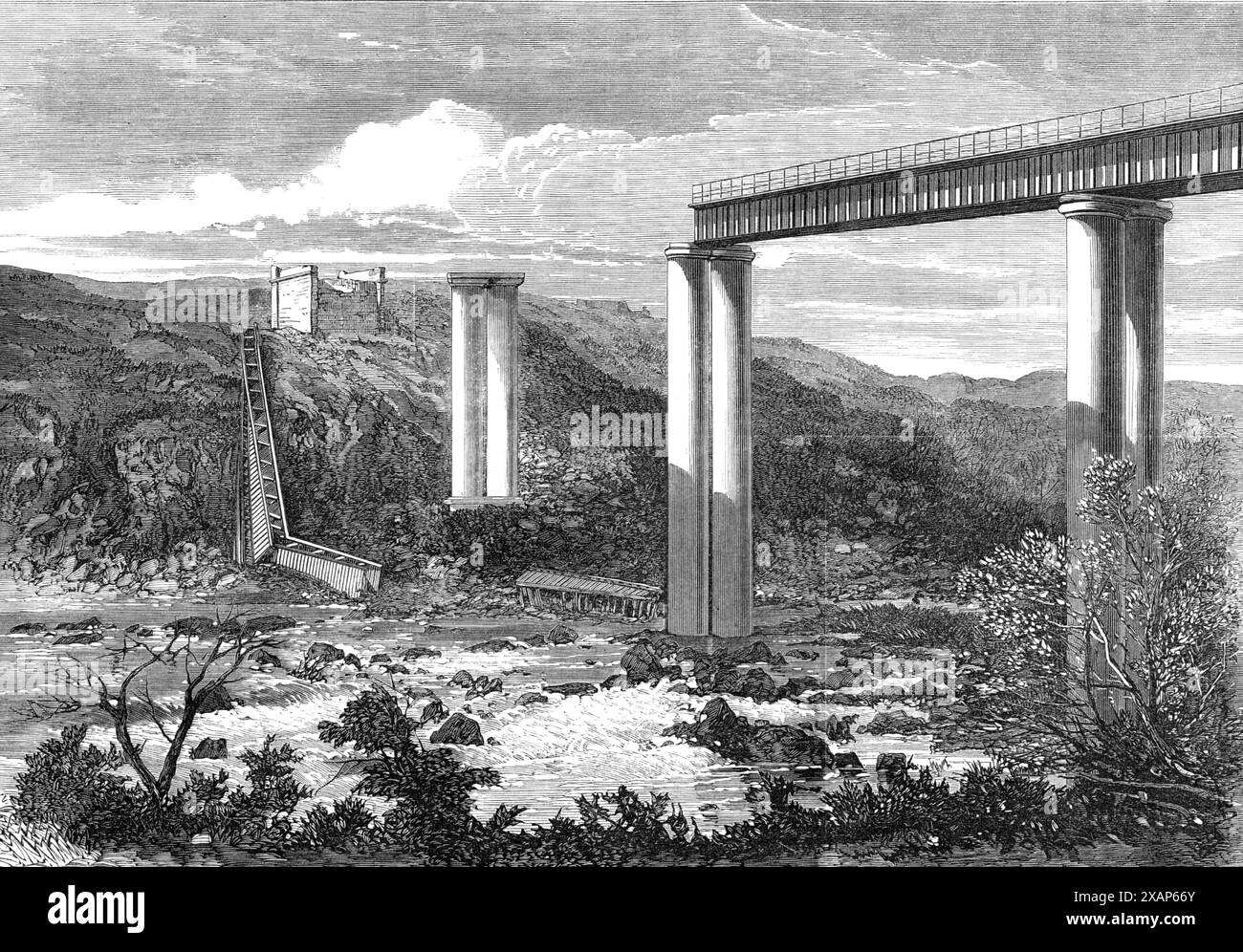 Grand River Railway-Bridge, Mauritius, destroyed by the late hurricane ...