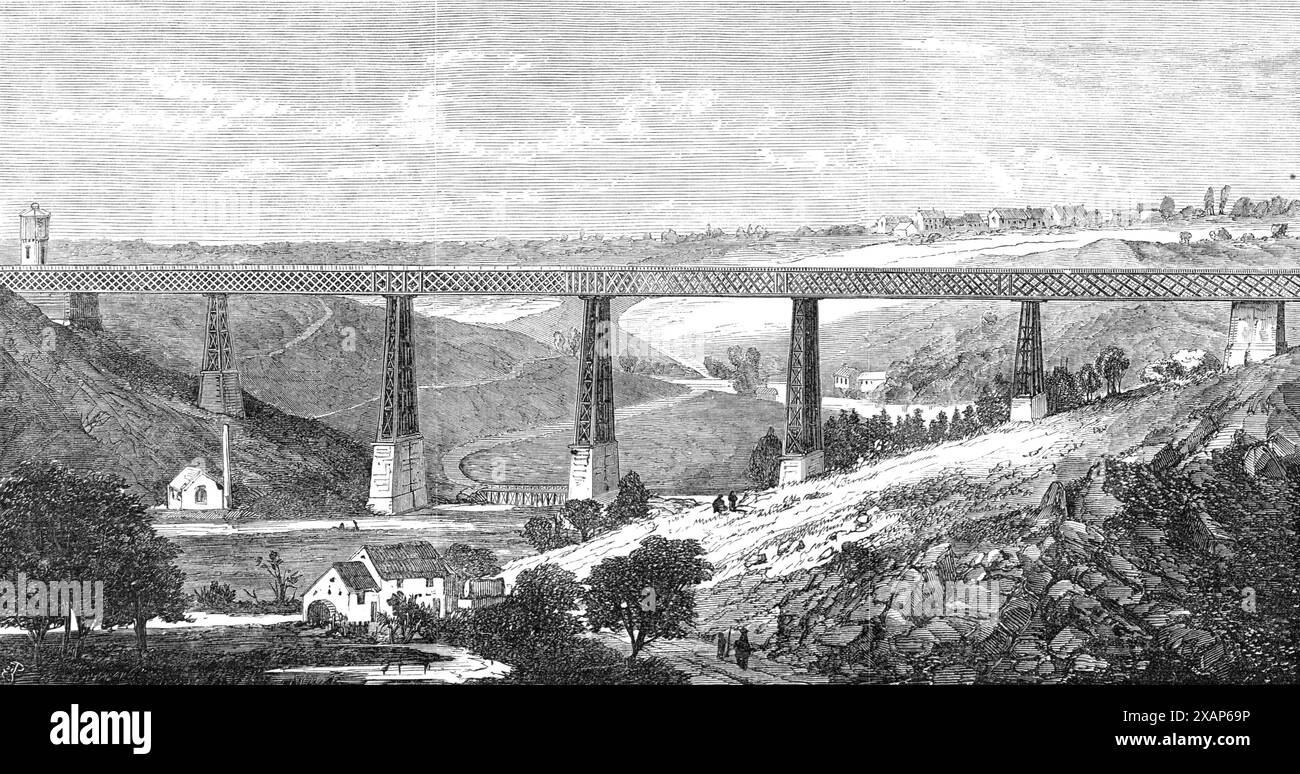 Lattice iron viaduct at the Ruisseau d'Alma, junction of the Montlucon ...