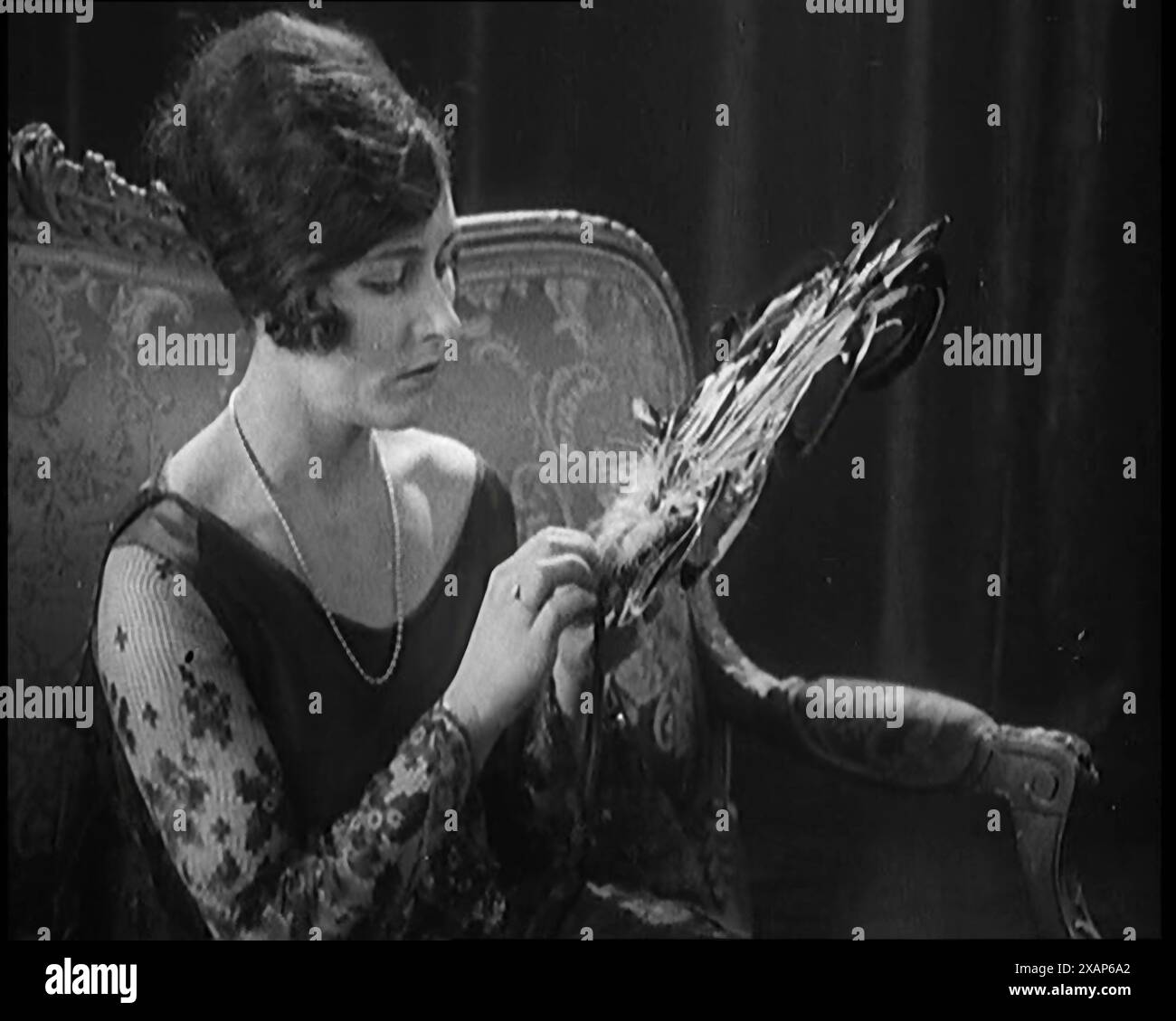 Female Civilian Seating Handling a Fan Made of Feathers, 1920s. From ...