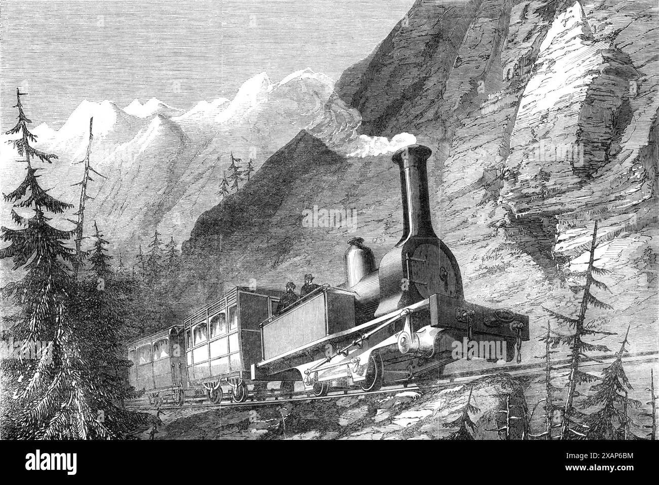 Locomotive engine, with horizontal extra wheels, for the Mont Cenis ...