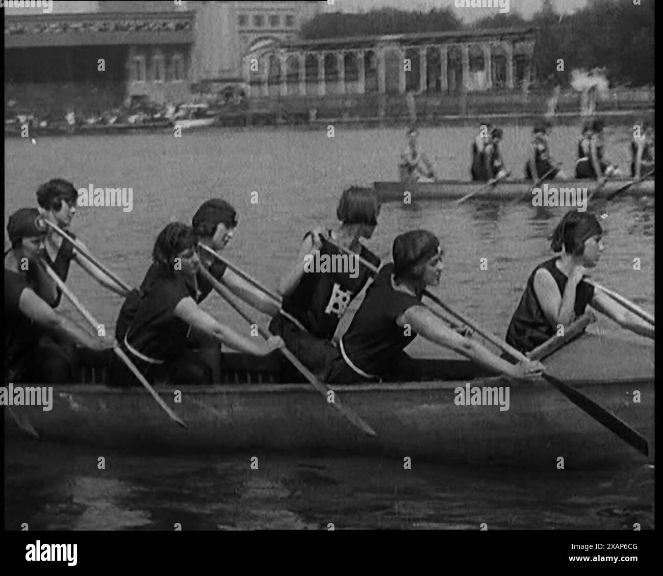 Young Female Civilians Wearing a Team Sport Outfit in a Rowing Race, an ...