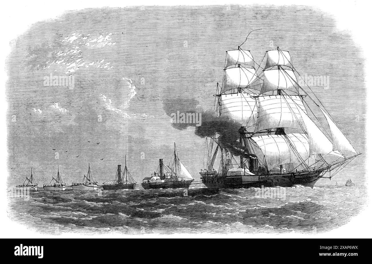 The Abyssinian Expedition: H.M.S. Argus towing tugs and lighters to ...