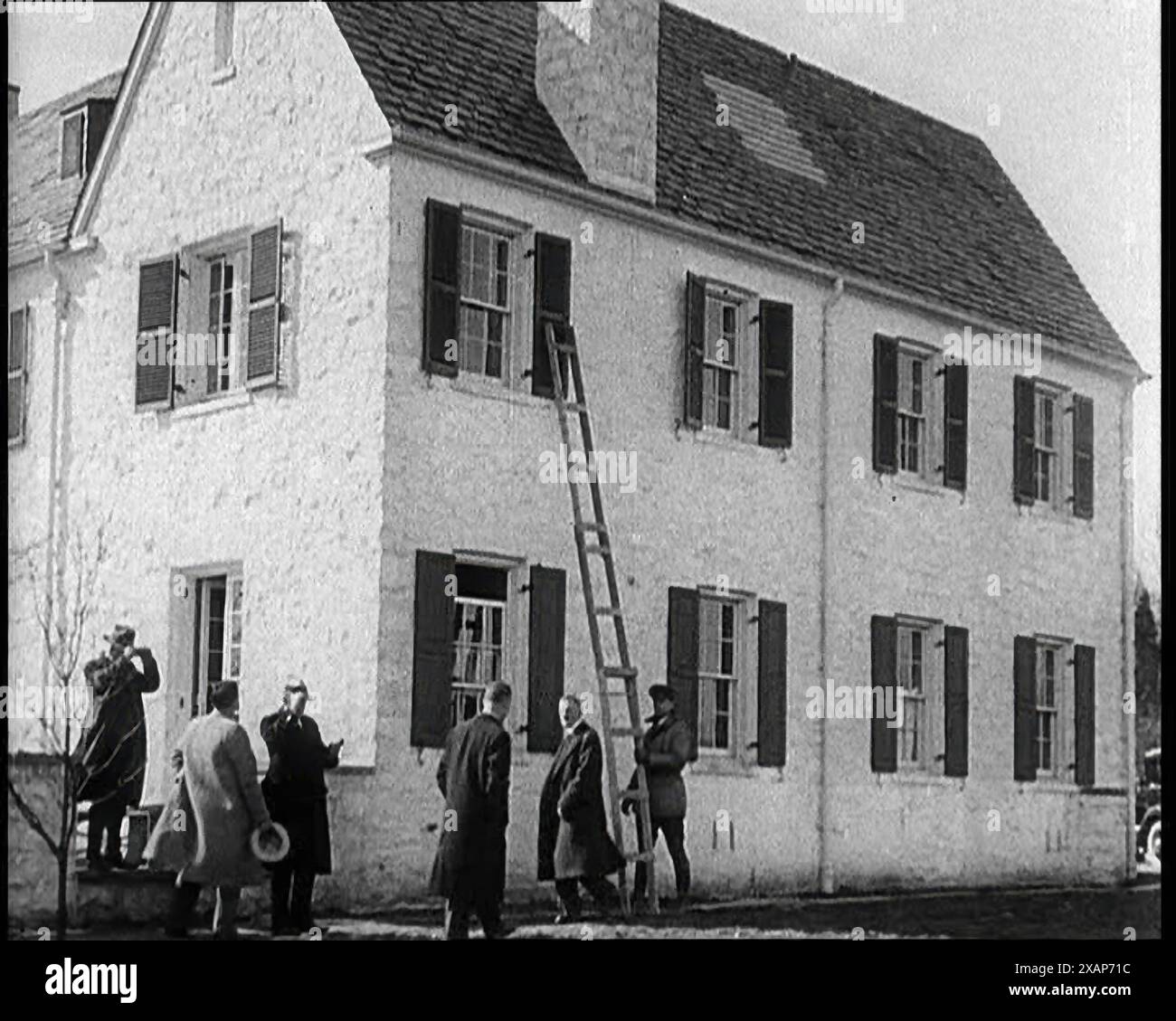 Male American Civilians in Front of American Aviator Charles Augustus ...