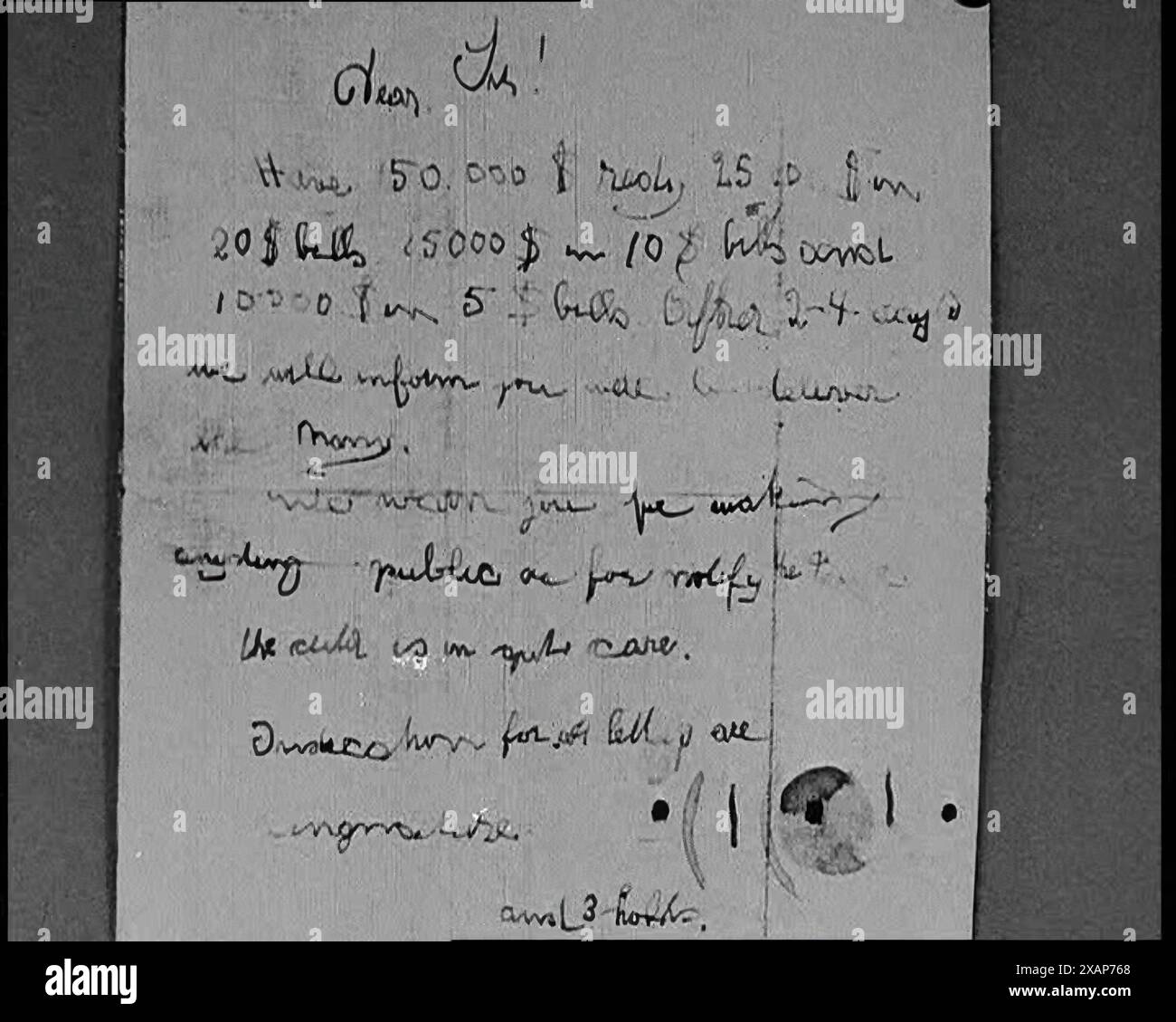 Lindbergh ransom note hi-res stock photography and images - Alamy