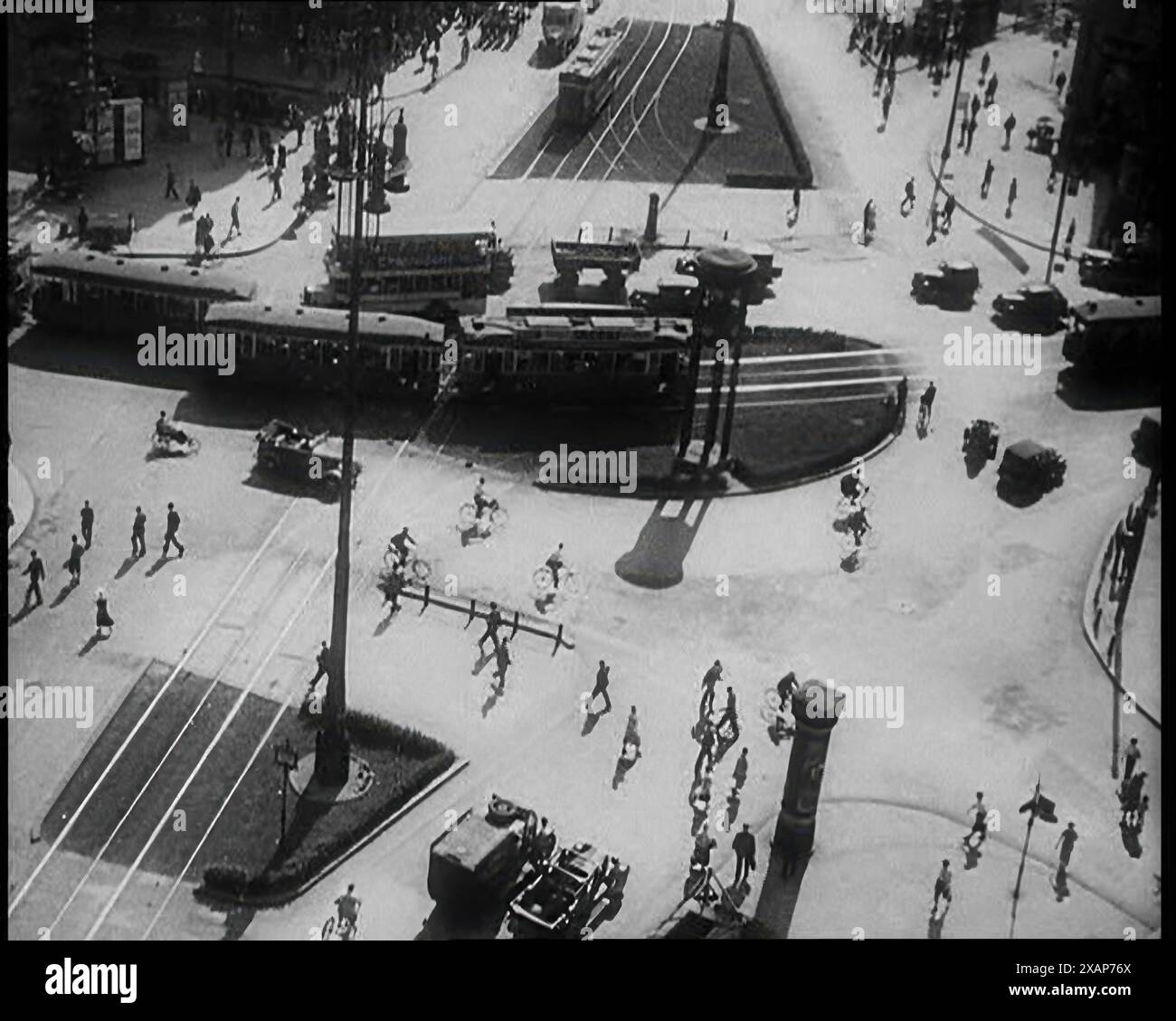 Aerial Shot of a Tram Line with People Walking Around, 1933. From "Time ...