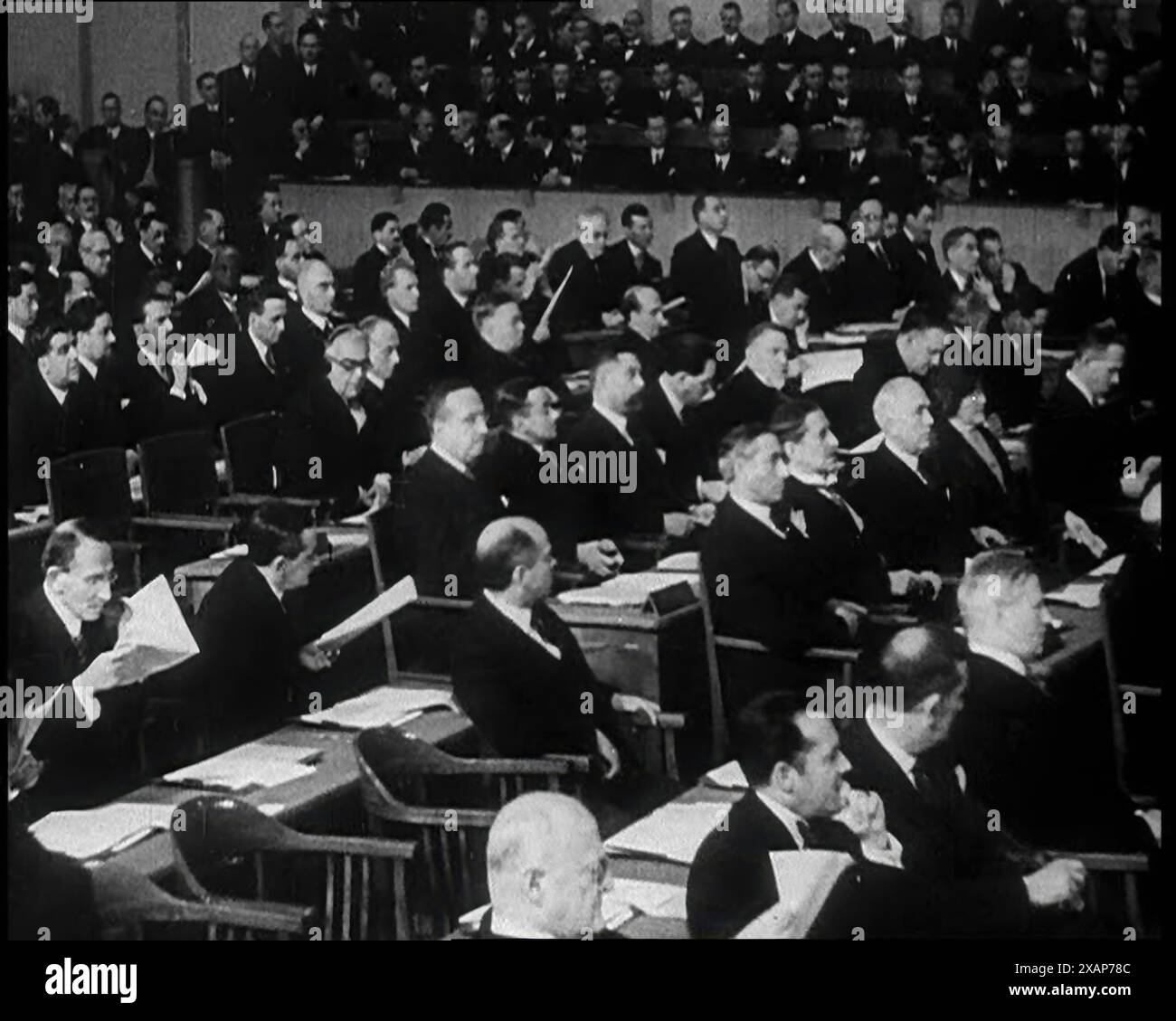 Men Sitting in a Meeting at the League of Nations, 1933. All-male ...