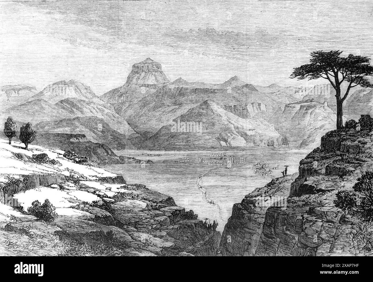 The War in Abyssinia: the British camp at Attala, 1868. Engraving of ...