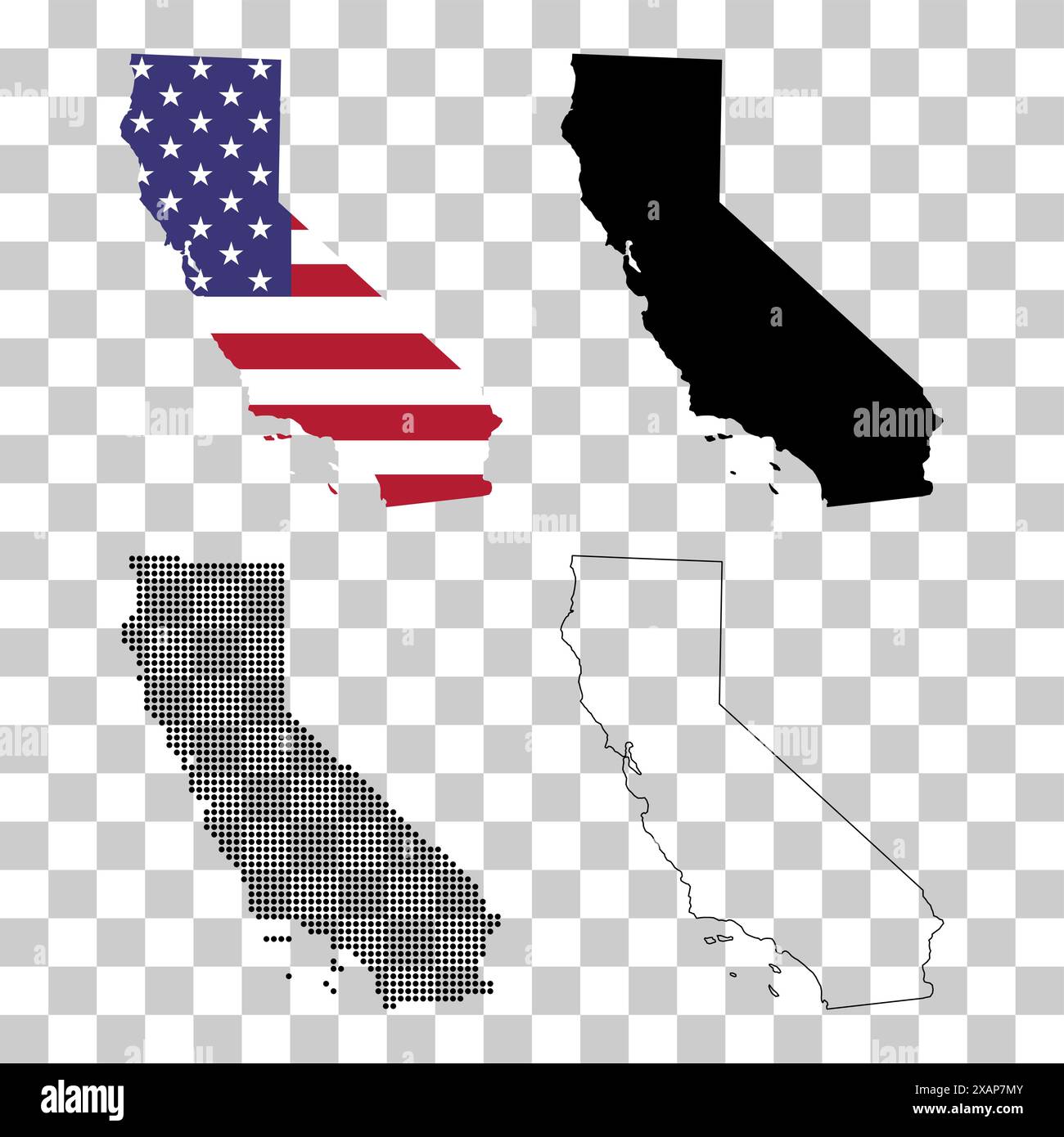 Set of California map, united states of america. Flat concept icon ...