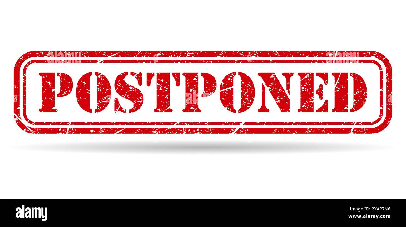 Postponed stamp symbol shadow, label sticker sign button, text banner ...