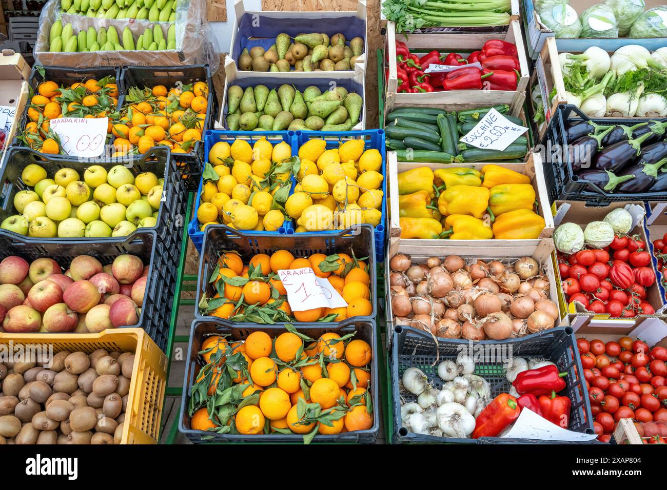 Great choice of fruits and vegetables for sale at a market Stock Photo ...
