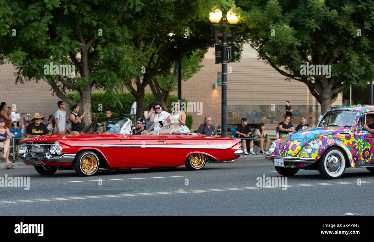 Modesto, Ca, USA. 7th June, 2024. The American Graffiti parade in Modesto California lined the ...