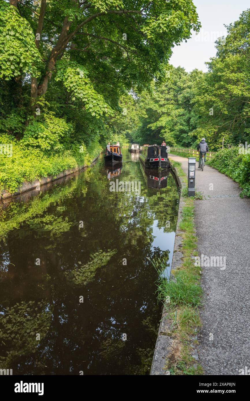 Narrow canal boat navigating the Llangollen canal built by Thomas ...