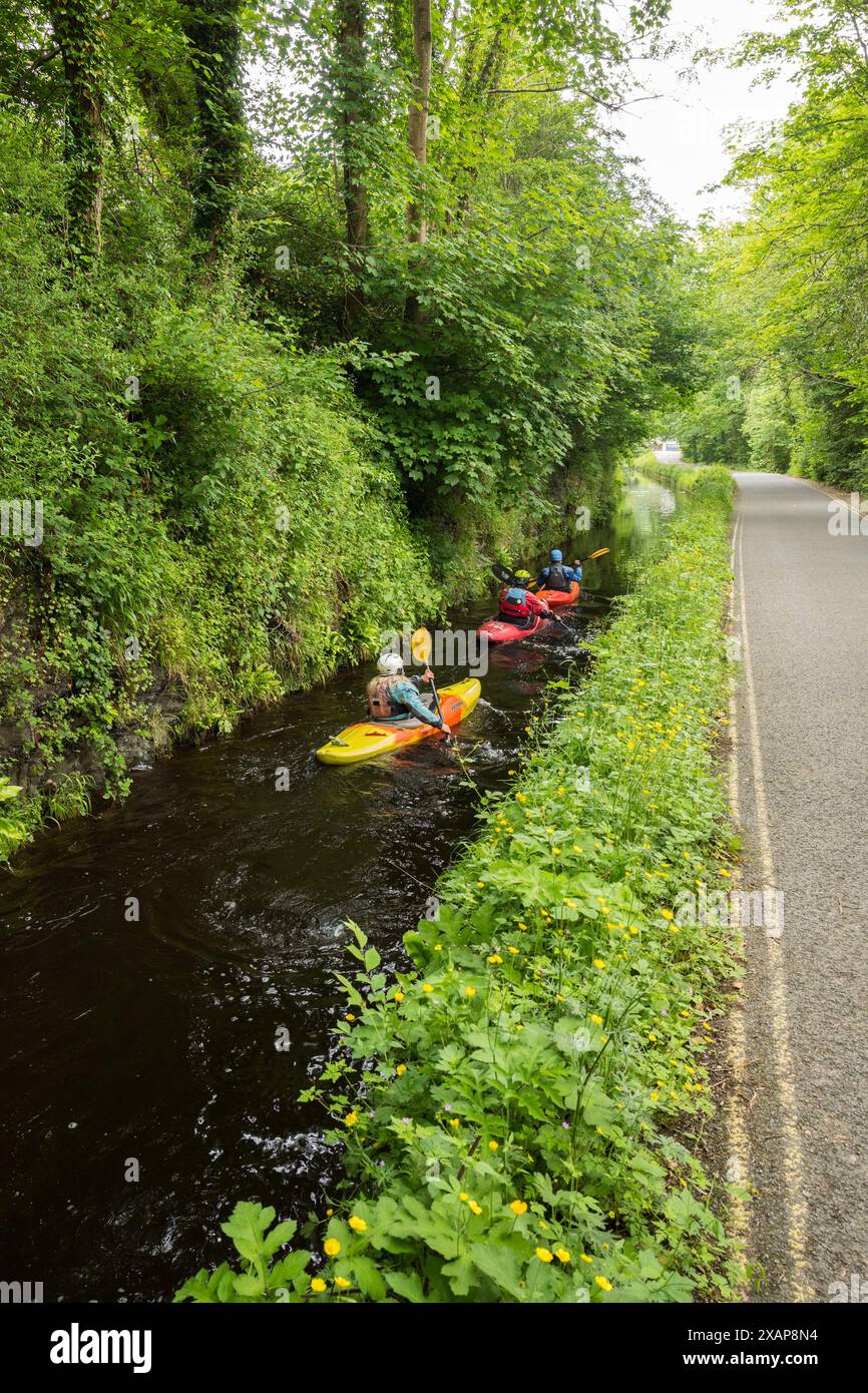 canoeing along the Llangollen Canal at the Welsh town of Llangollen a ...