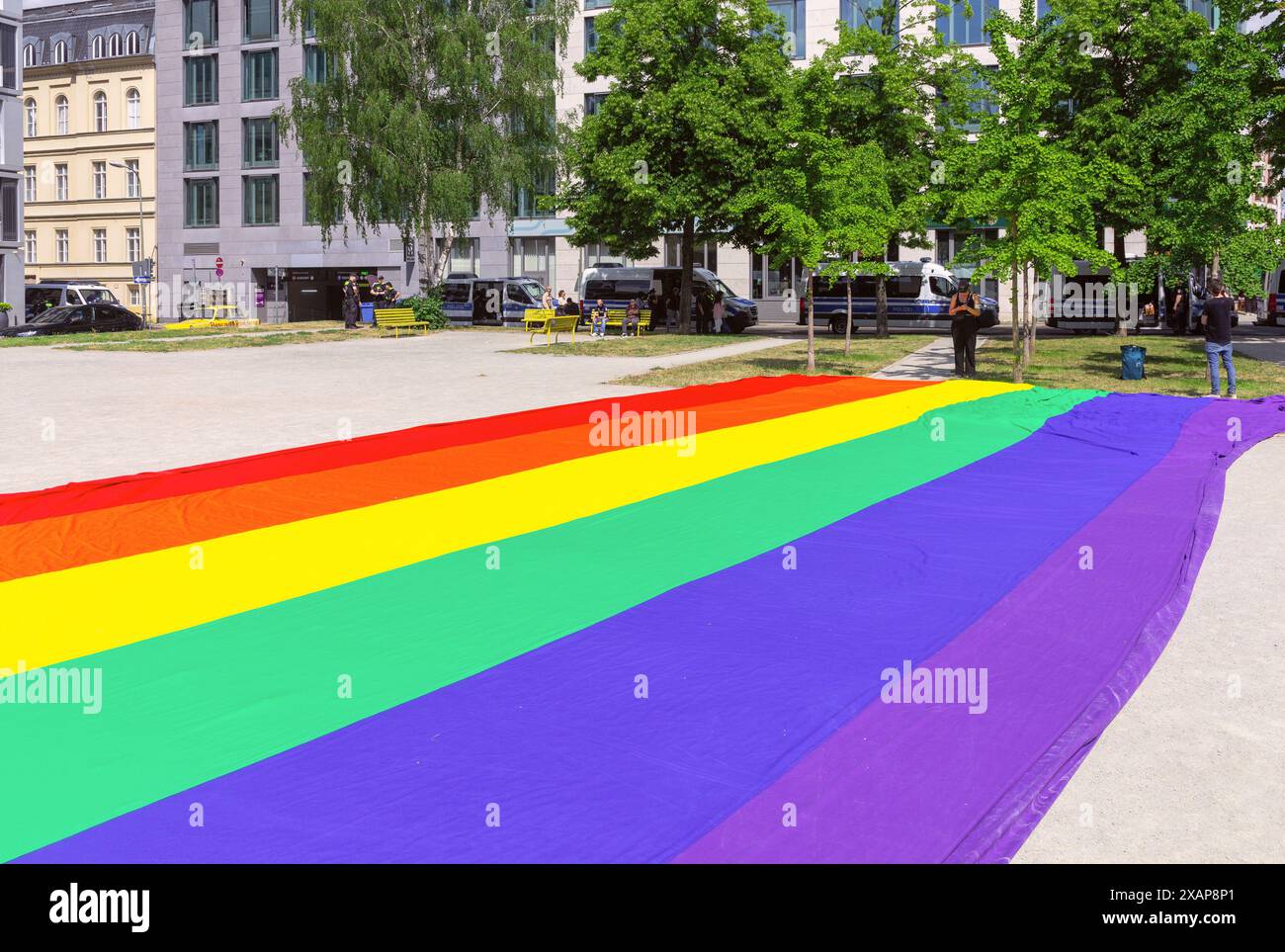 Berlin, Germany - May 23, 2024: LGBT community meeting with bright ...