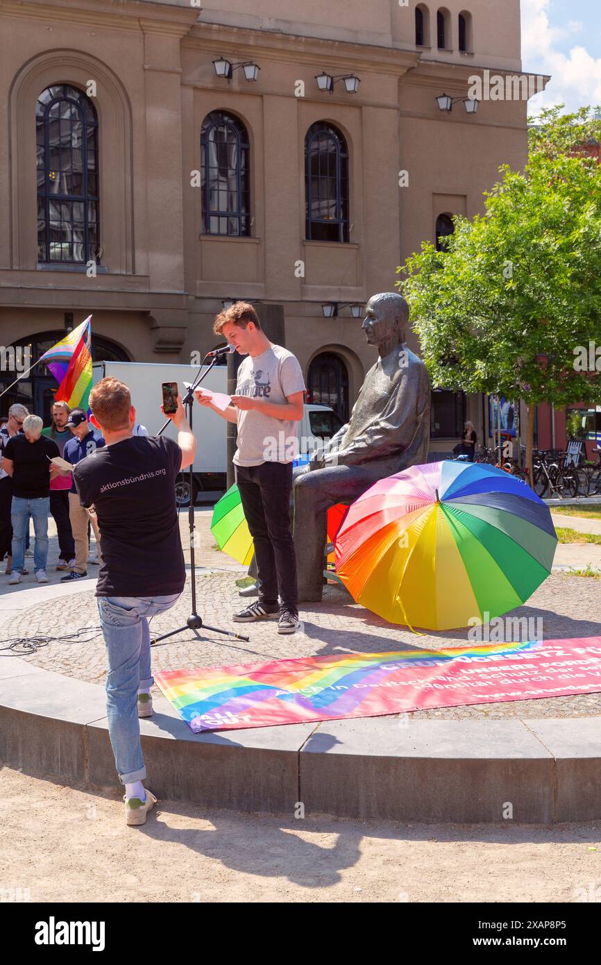 Berlin, Germany - May 23, 2024: LGBT community meeting with bright ...