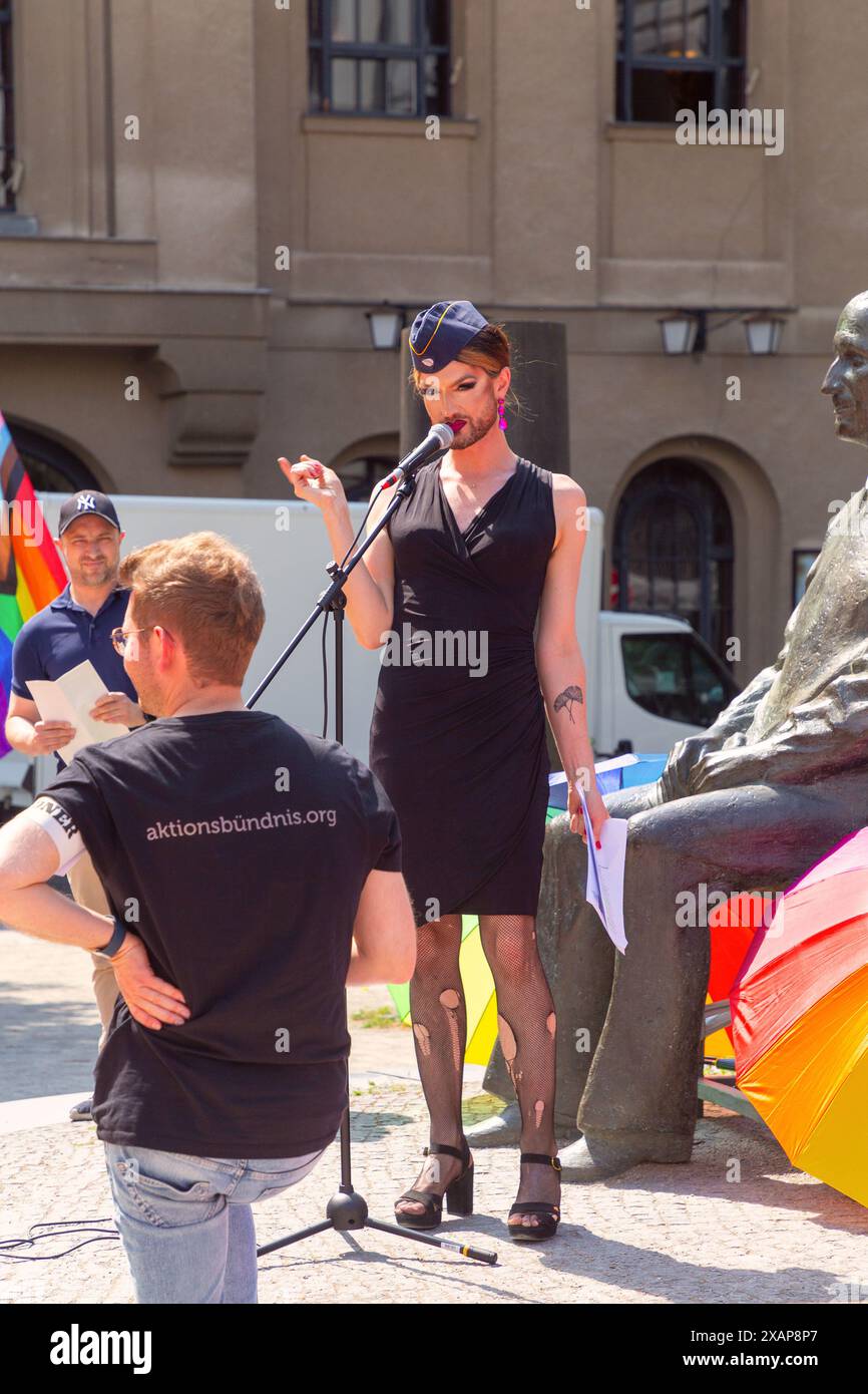 Berlin, Germany - May 23, 2024: LGBT community meeting with bright ...
