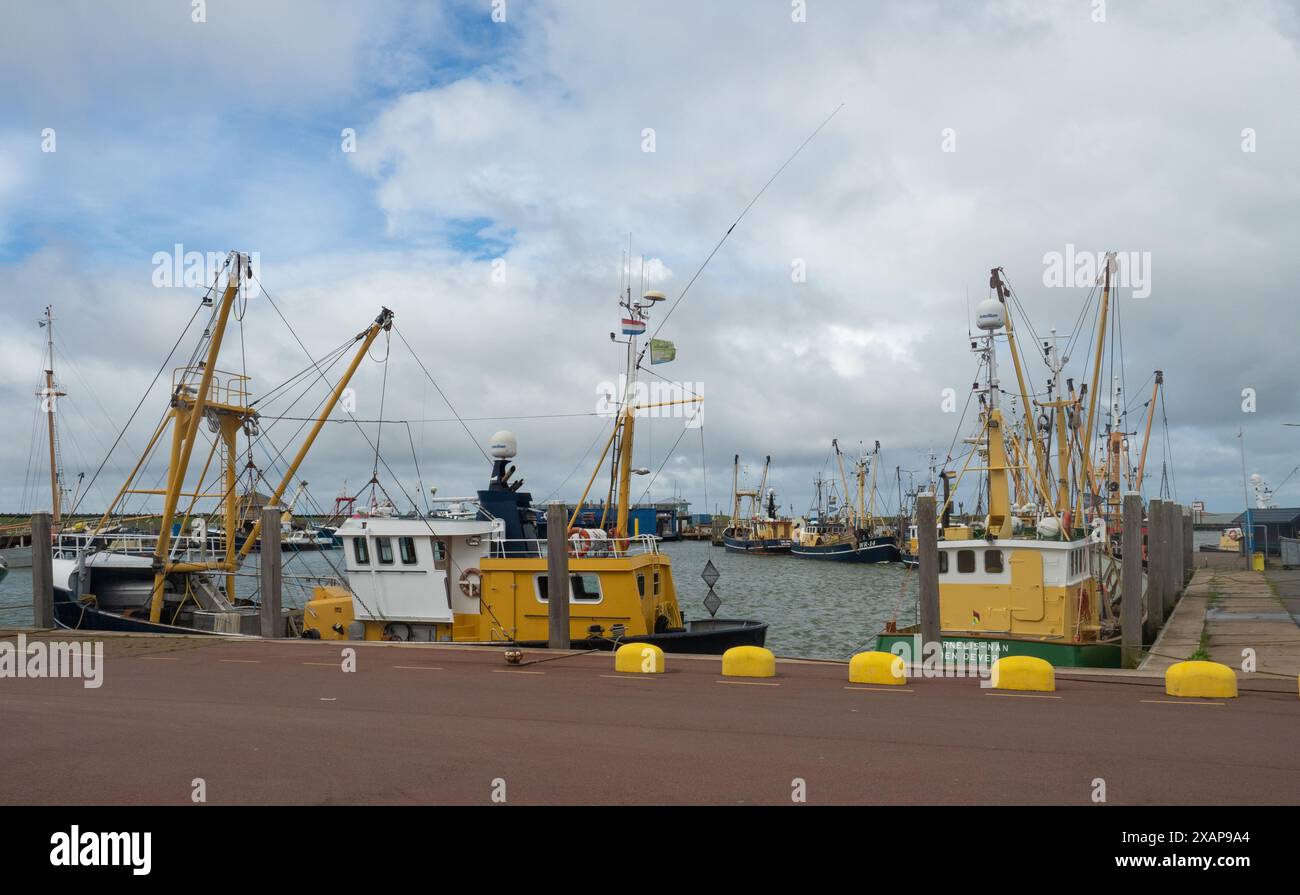 Den Oever, Netherlands - August 6th 2023: Big fishing harbour with ...