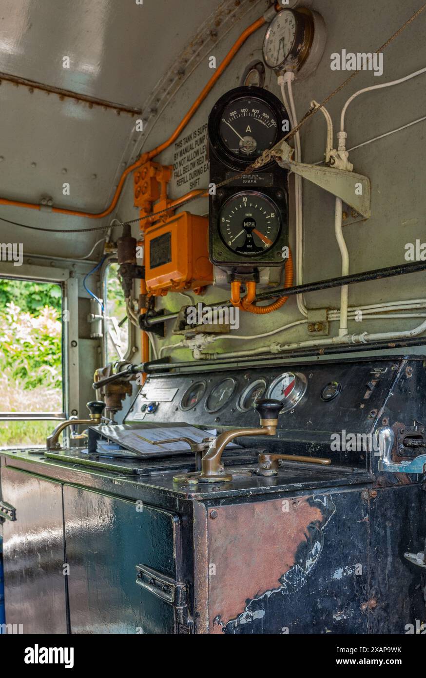 Control panel and instruments on a restored Class 08 diesel shunter at ...