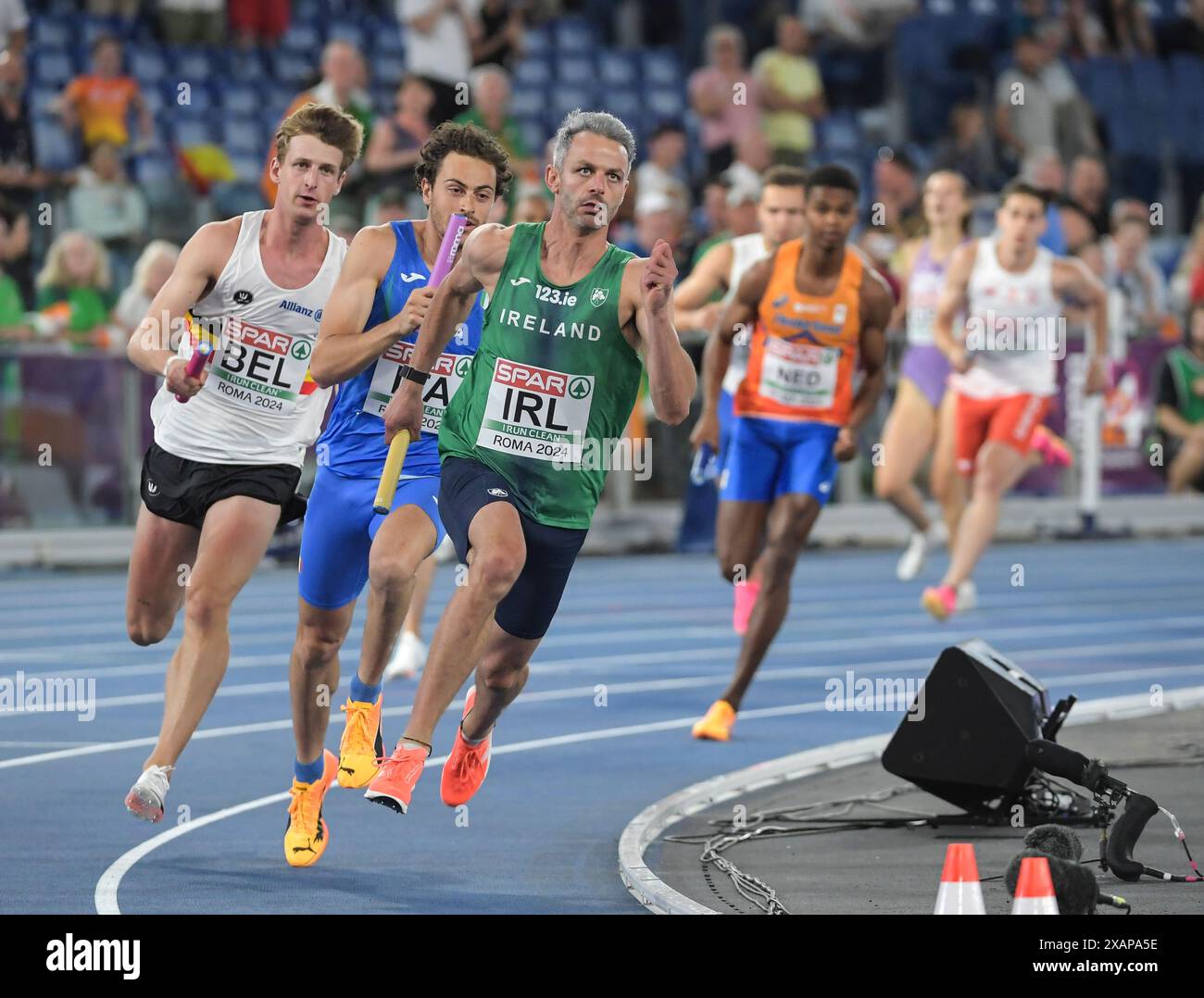 Thomas Barr of Ireland competing in the 4x400m mixed relay at the ...