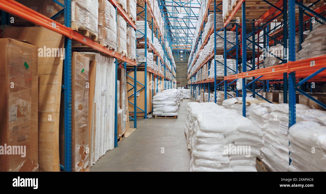 Interior, distribution and storage for stock in warehouse with ...
