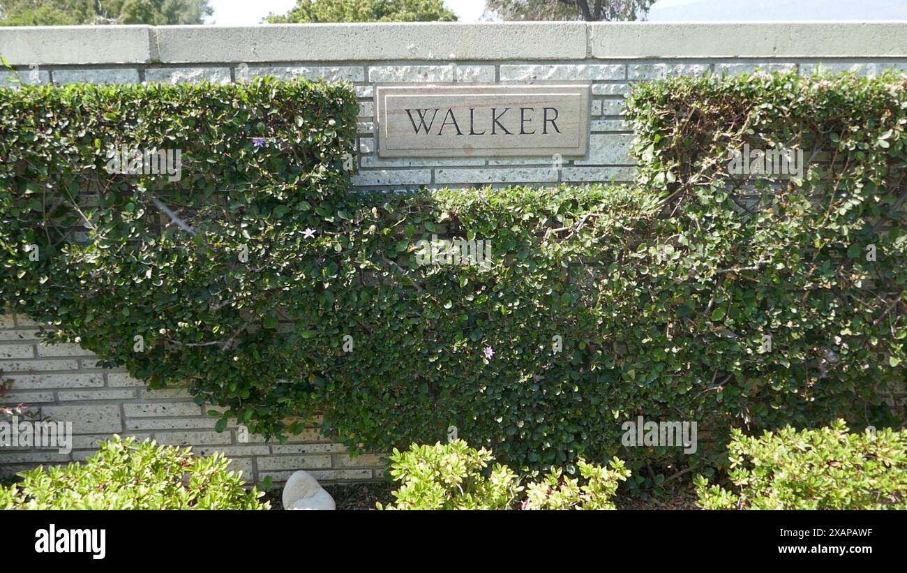 Los Angeles, California, USA 6th June 2024 Actor Paul Walker Grave in Court of Liberty, Gardens ...