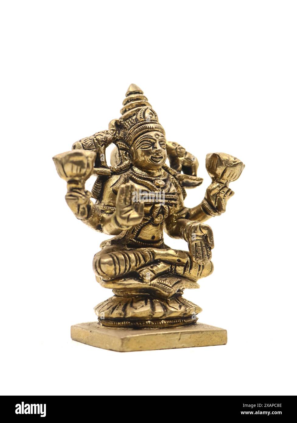 clean brass statue of goddess laxmi with multiple hands, used for ...