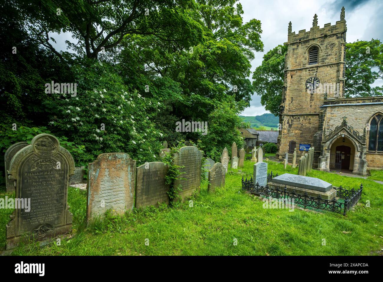 Parish church of St Edmund in Castleton Derbyshire Peak district Stock ...