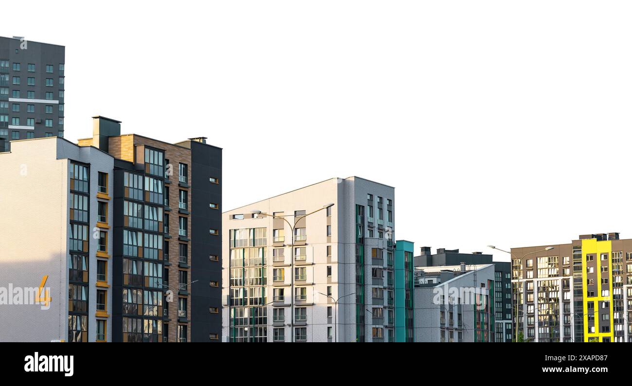 Isolated modern condo buildings with urban facades. Ideal for real ...