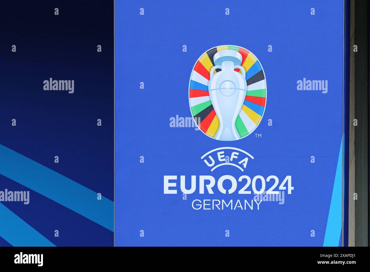 Berlin, Germany - June 7, 2024: UEFA EURO 2024 logo singage seen on ...