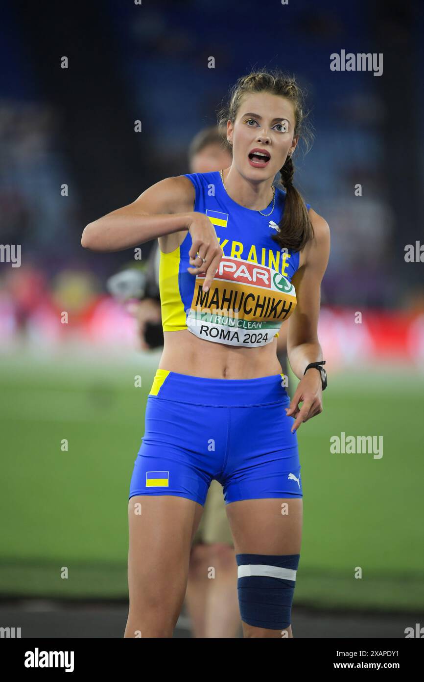 Yaroslava Mahuchikh of Ukraine competing in the women’s high jump heats ...