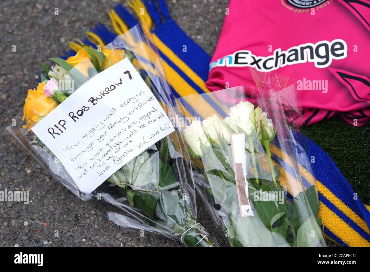 Tribute to Rob Burrow outside the stadium ahead of the Betfred Women's ...