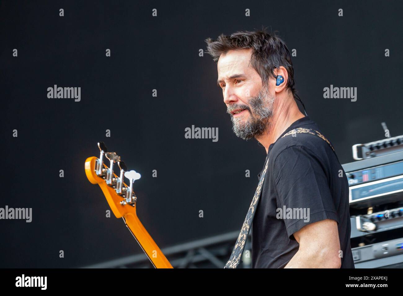 Keanu Reeves performs with band Dogstar on day 1 of music festival Rock ...