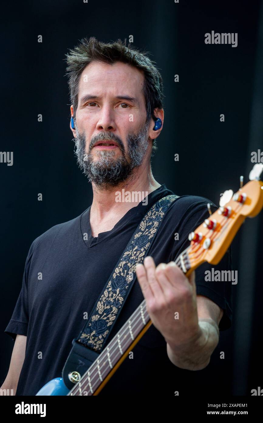 Keanu Reeves performs with band Dogstar on day 1 of music festival Rock ...