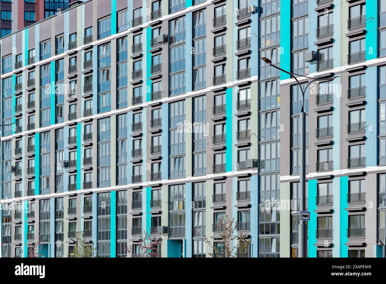 New modern architectural buildings in the city. Urban facades with ...