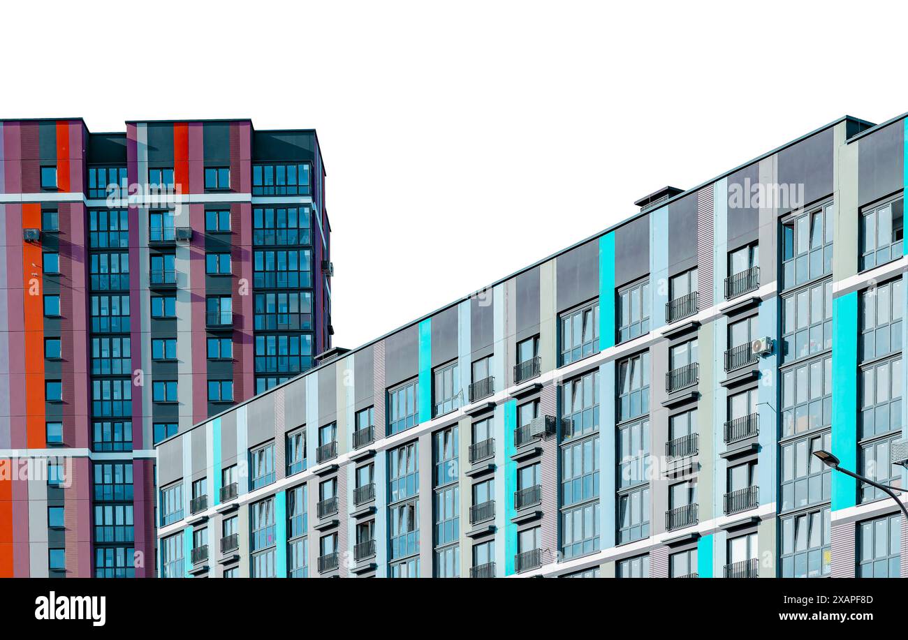 Urban condominium buildings with modern facades. Isolated structures ...