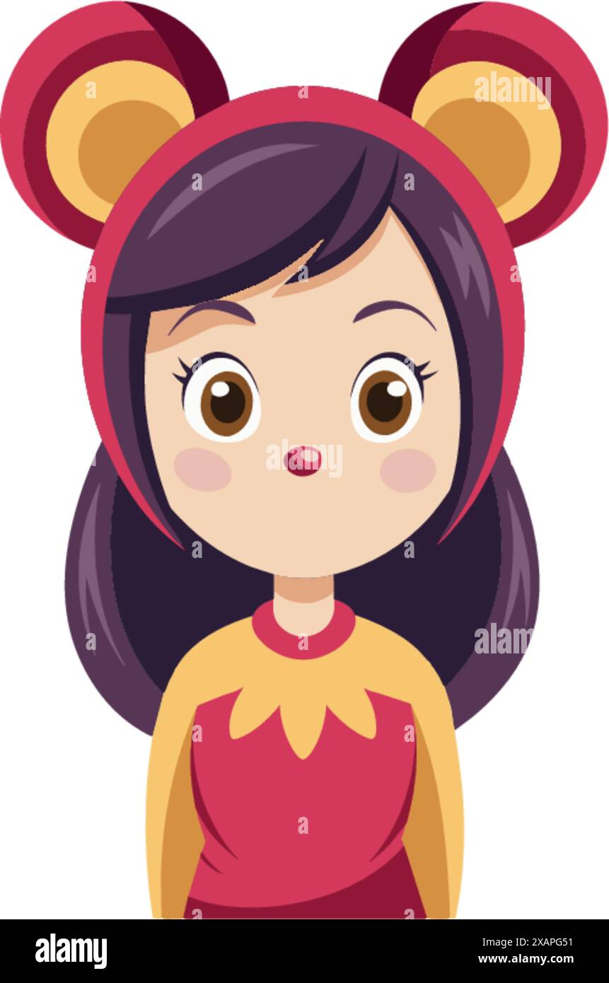 a girl wearing a mouse costume, vector illustration Stock Vector Image ...