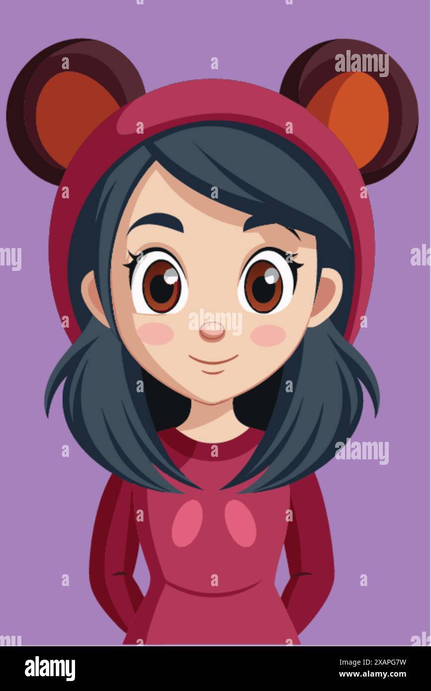a girl wearing a mouse costume, vector illustration Stock Vector Image ...