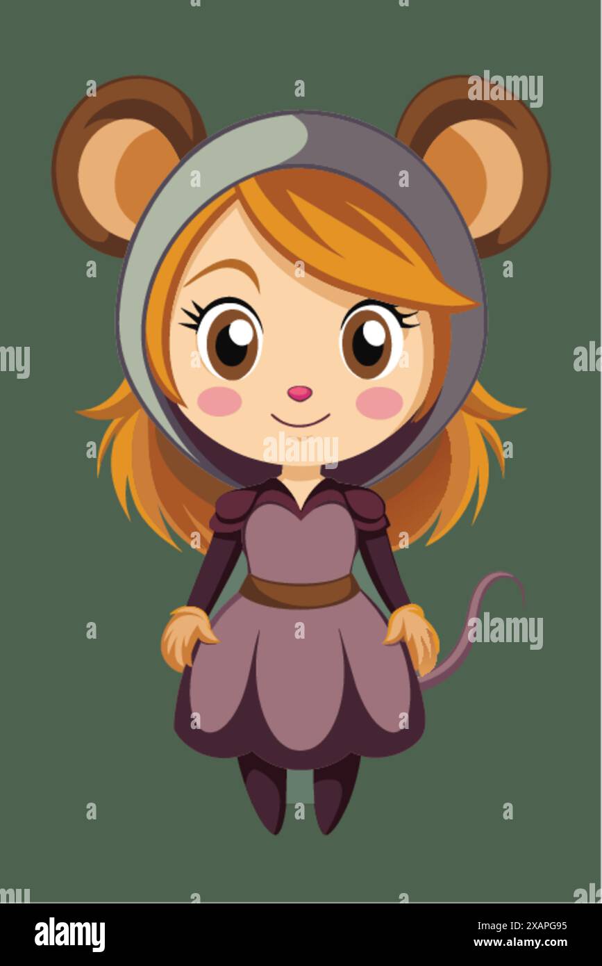 a girl wearing a mouse costume, vector illustration Stock Vector Image ...