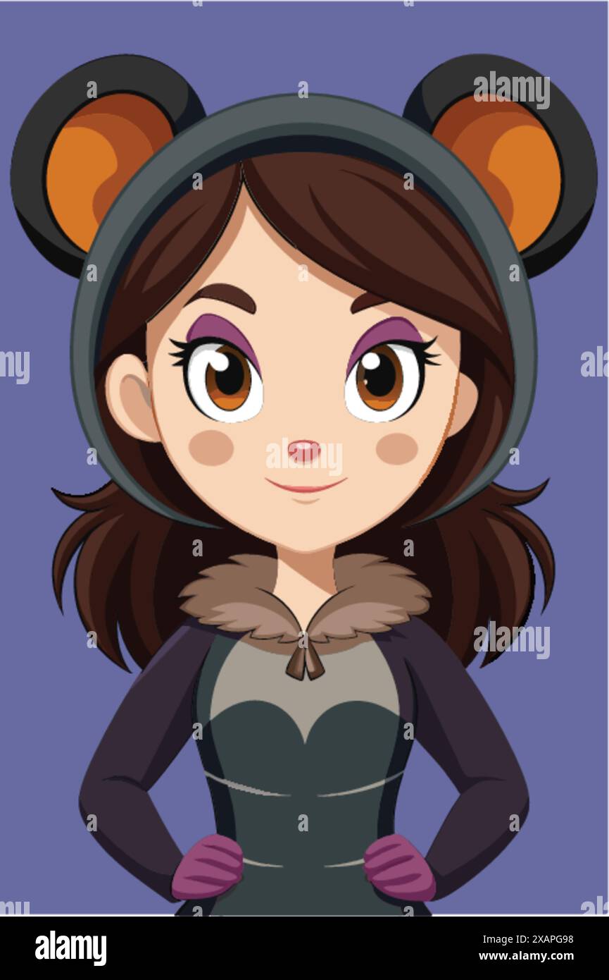a girl wearing a mouse costume, vector illustration Stock Vector Image ...