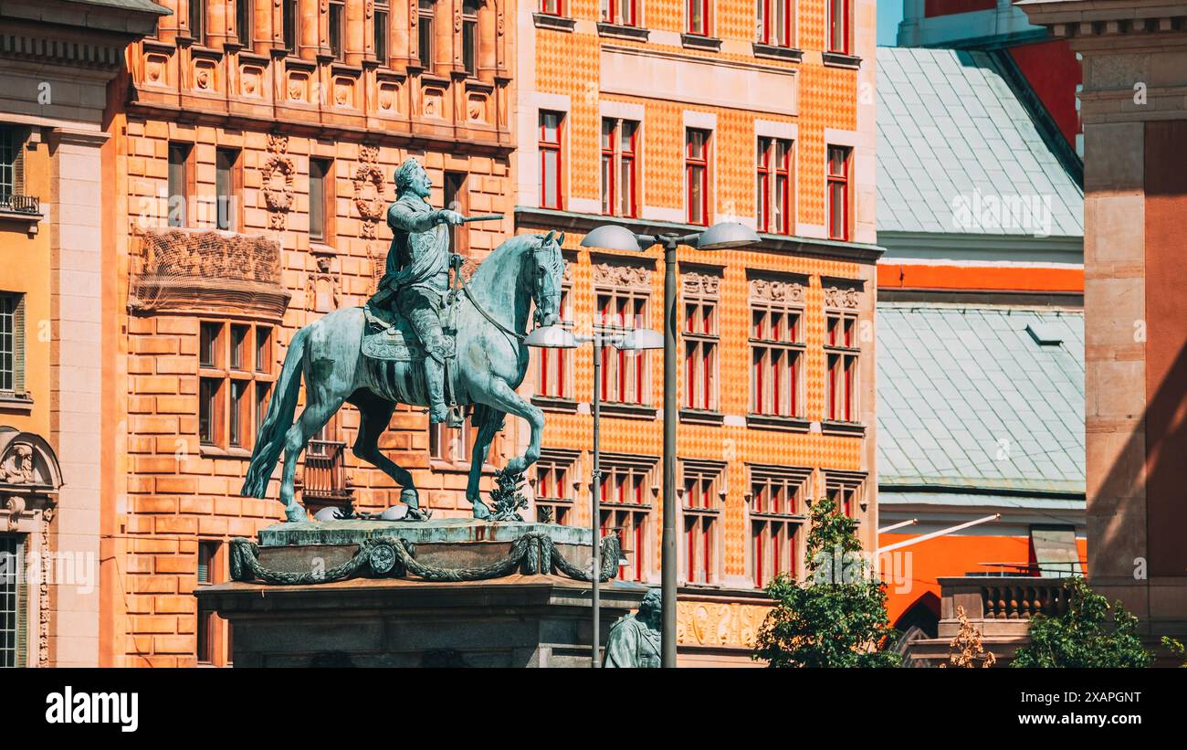 Stockholm, Sweden. Statue Of Former Swedish King Karl XIV Johan Sitting ...