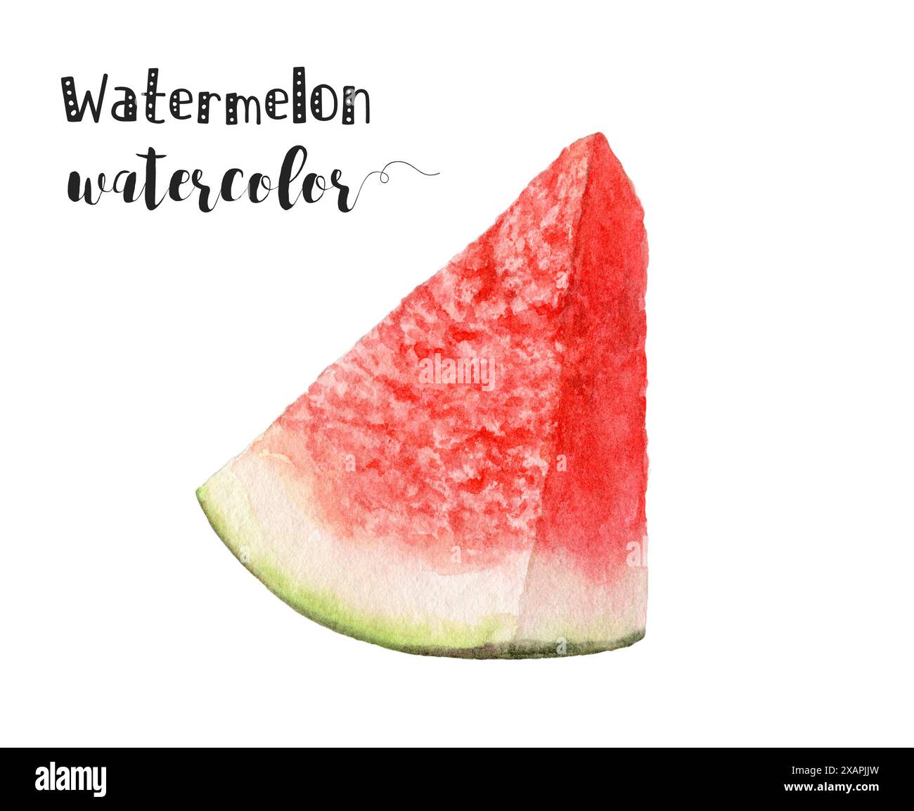 A stunning watercolor painting of a watermelon slice set against a pure ...